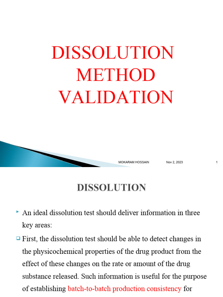 Dissolution Method Validation | PDF | Pharmaceutical Formulation | High ...