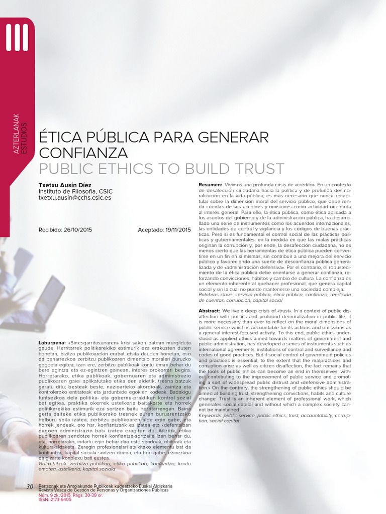 Ética Pública y Confianza Ciudadana | PDF | Moralidad | Corrupción política