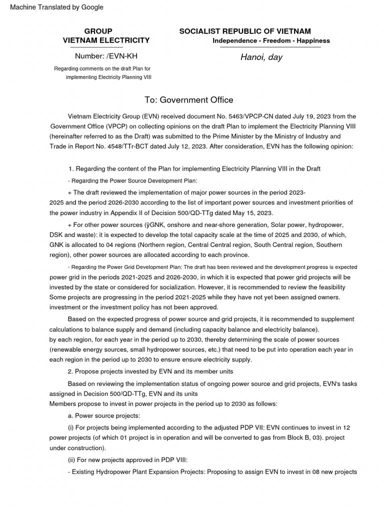 EVN - Comments For PDP-8 Implementation Plan | PDF | Wind Power ...