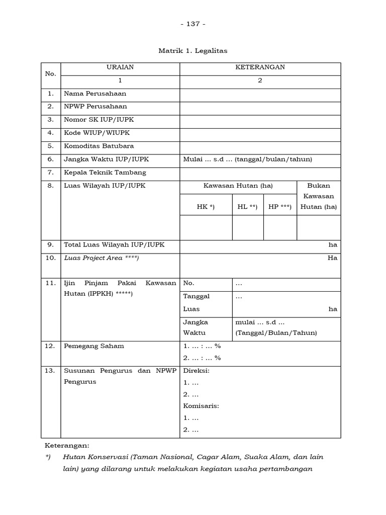 Matrik Rkab Eks Coal | PDF