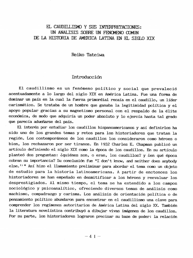 El Caudillismo Y Sus Interpretaciones | PDF