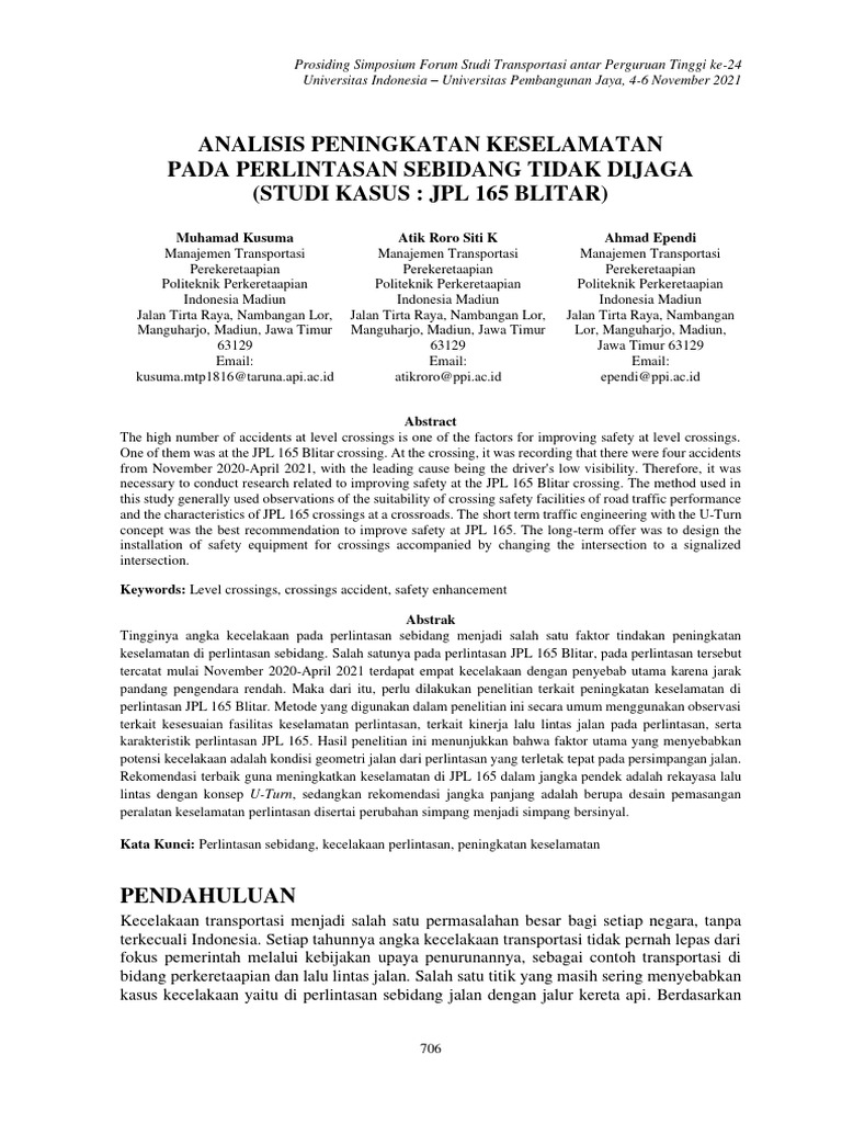 Analisis Peningkatan Keselamatan Pada Perlintasan Sebidang Tidak Dijaga ...