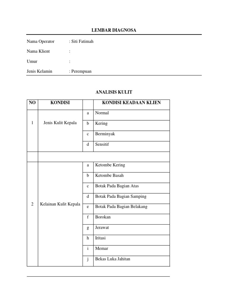 LEMBAR DIAGNOSA | PDF