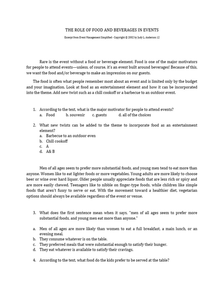 GRADE 12 HE Cookery READING | PDF | Meal | Wine