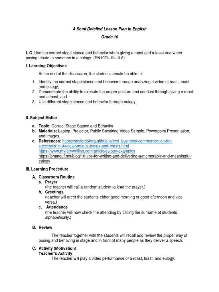 Stage Presence in Roasts and Eulogies | PDF
