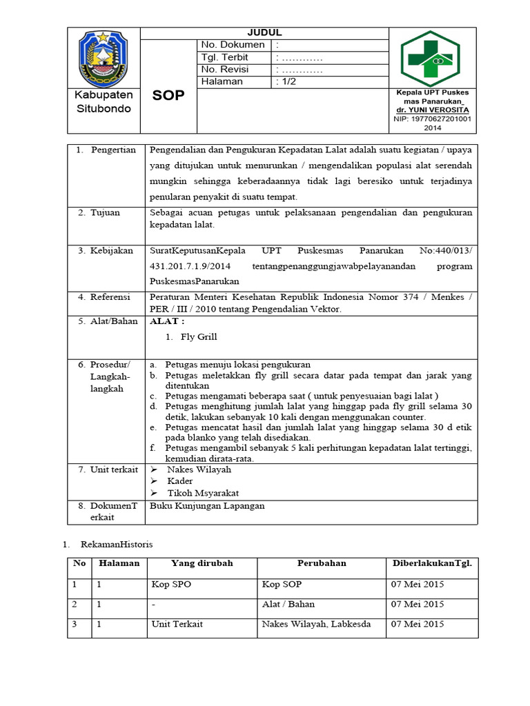 SOP Pengendalian Kepadatan Lalat | PDF
