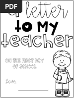 First Day School Letter to Teacher | PDF