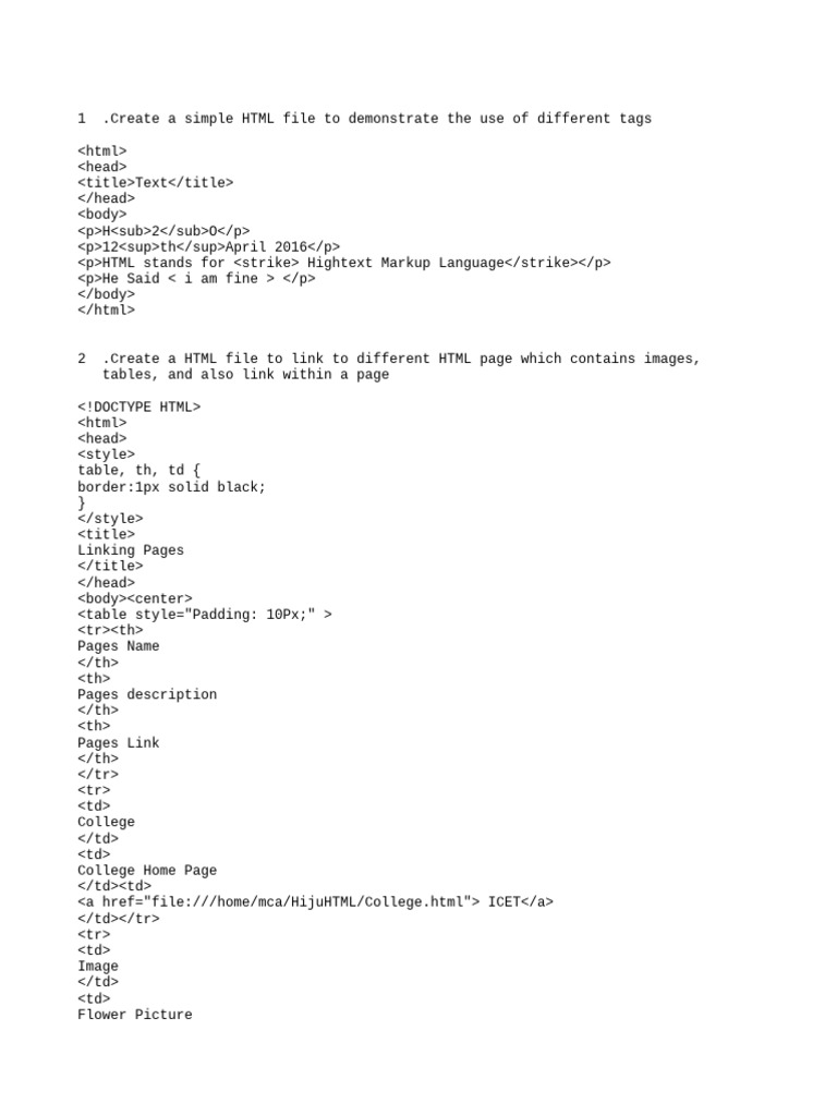 Web 1 | PDF | Html Element | Html