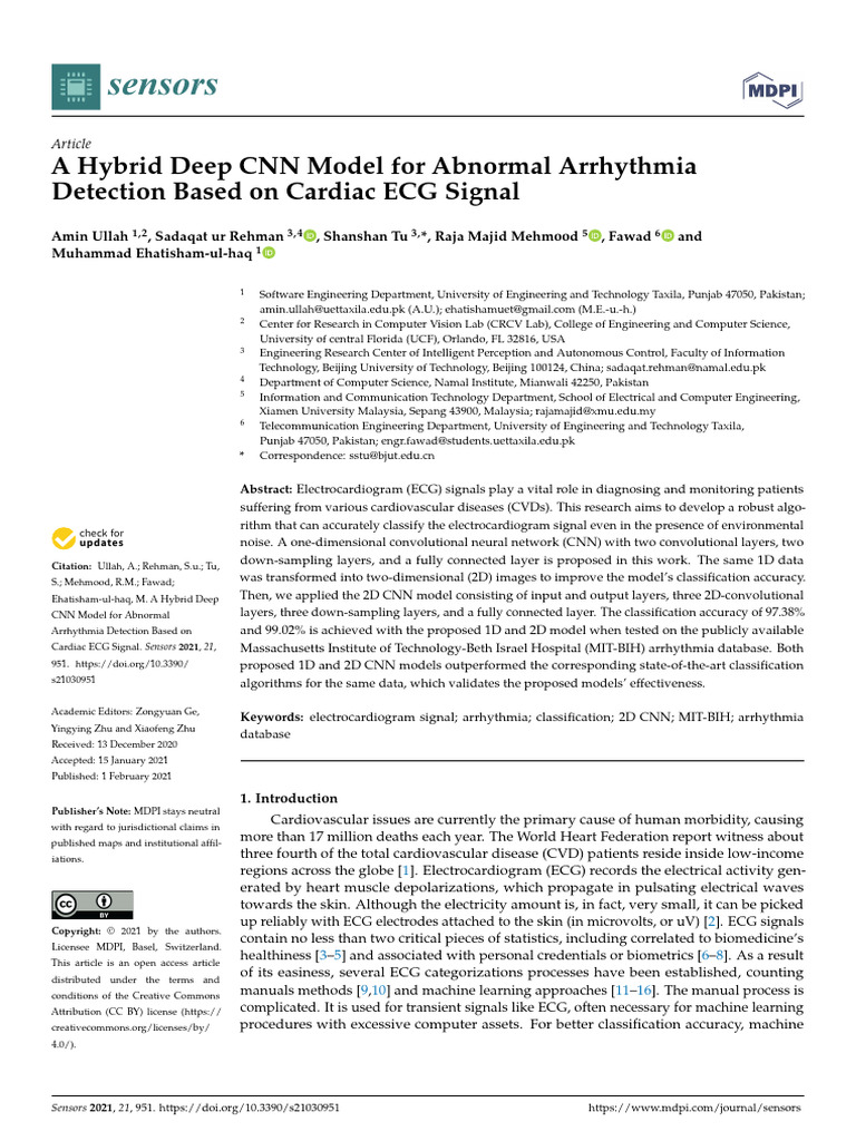 A Hybrid Deep Cnn Model For Abnormal Arrhythmia Detection Based On