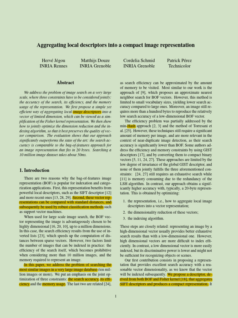 Q1 - VLAD - Aggregating Local Descriptors Into A Compact Image Representation | PDF | Matrix ...