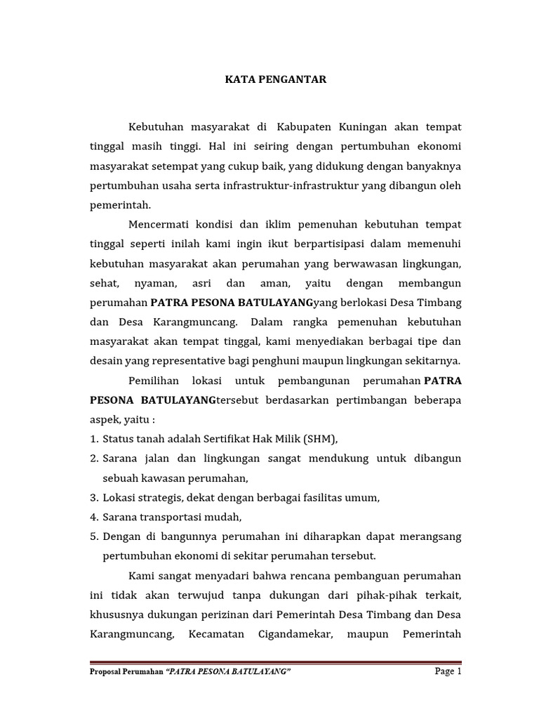 Proposal Perumahan Cigandamekar (1) | PDF