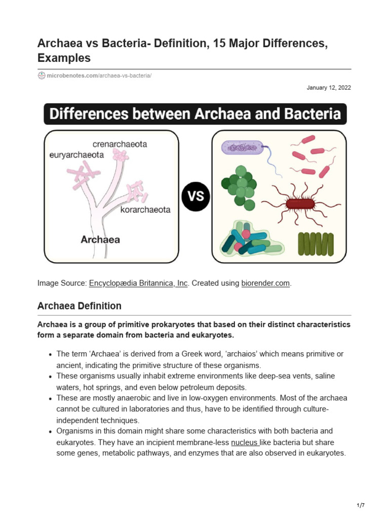 Archaea Vs Bacteria - Definition 15 Major Differences Examples | PDF ...