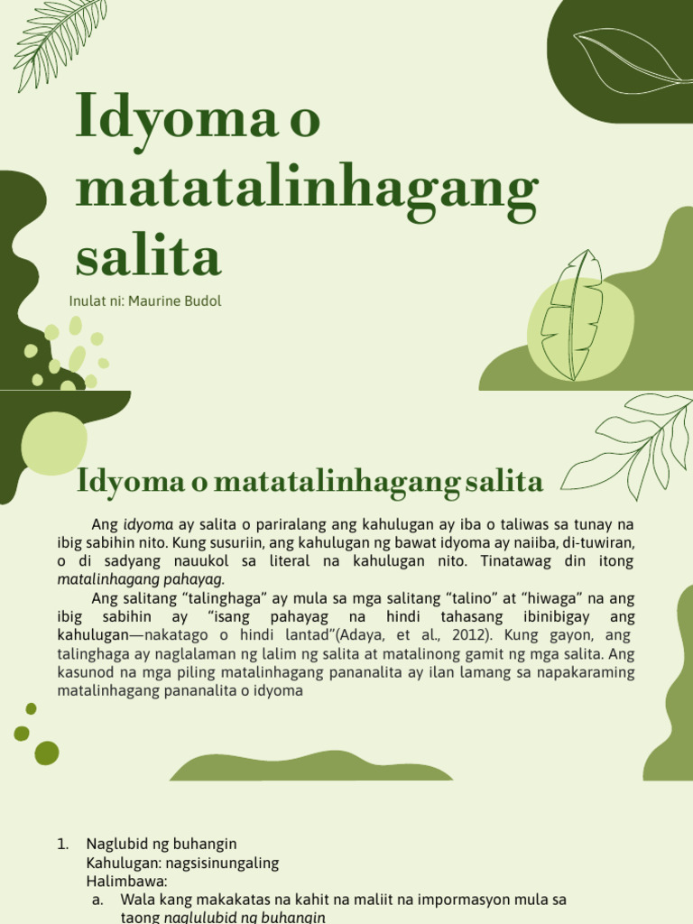 Idyoma o Matatalinhagang Salita | PDF