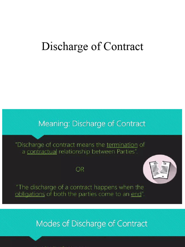 Discharge of Contract Lesson 4 | PDF