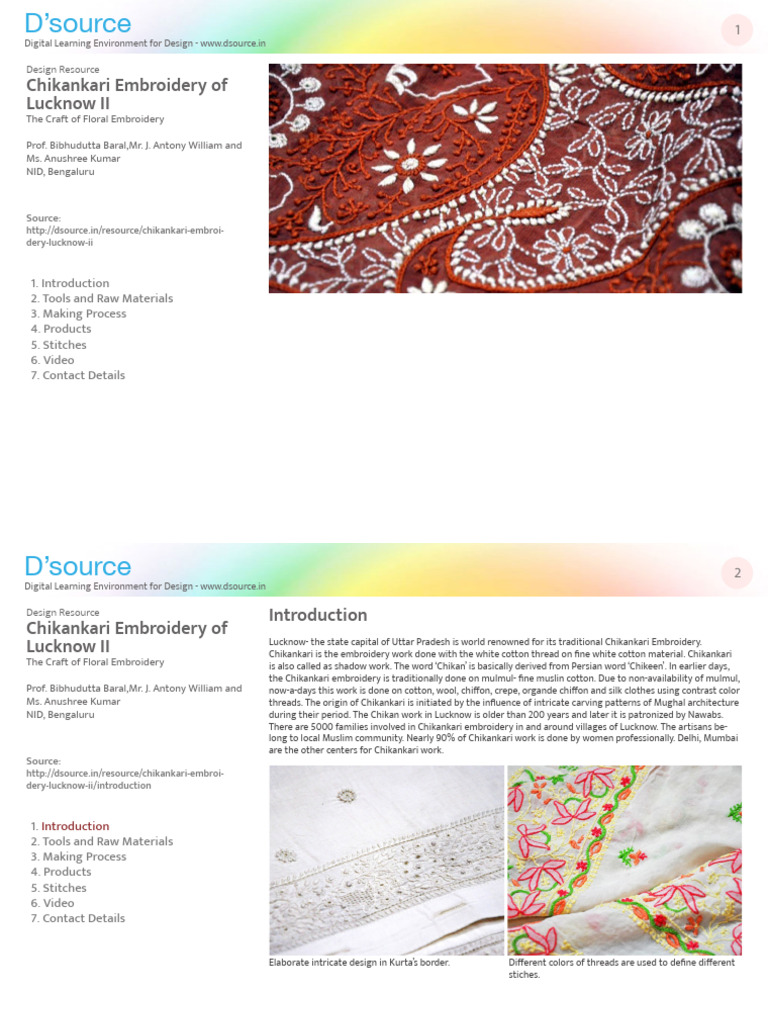 Chikankari Embroidery of Lucknow II | PDF | Embroidery | Textiles