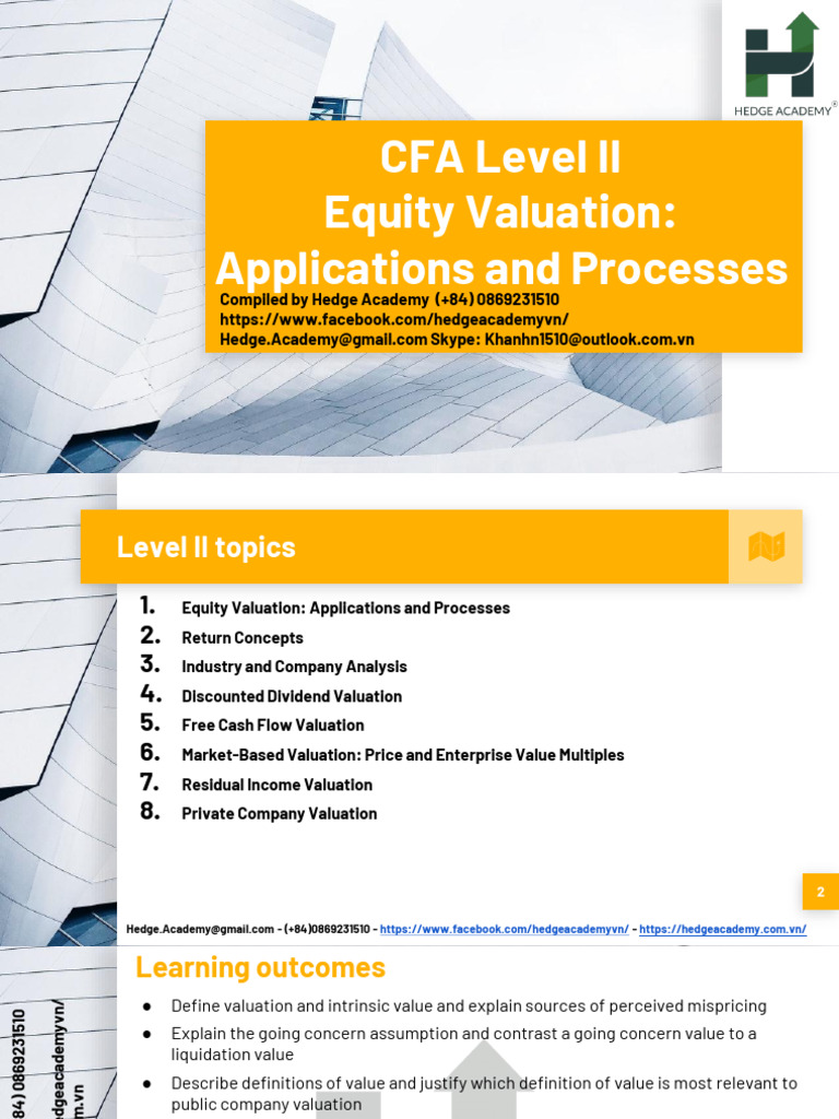 CFA Level II - Equity - Equity Valuation Applications and Processes | PDF | Valuation (Finance ...