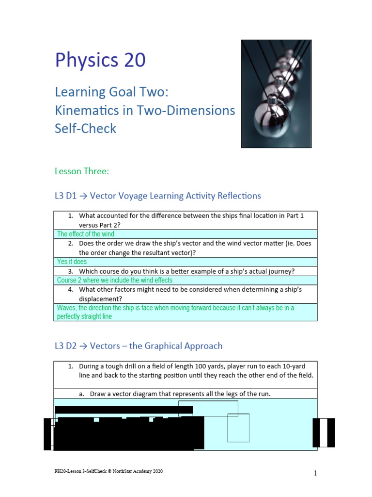 LacasseS PH 20 Lesson 3 Self-Check | PDF | Euclidean Vector | Motion (Physics)