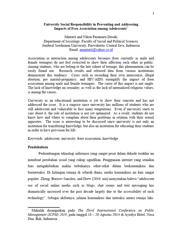 Full Paper ICPM 2014 - Bhs Indonesia | PDF | Adolescence | Behavioural ...