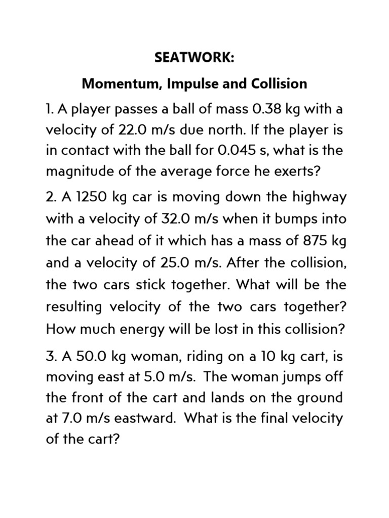 Momentum and Collision Problems Explained | PDF