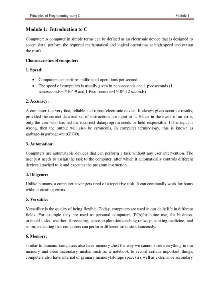 Module 1 POP Notes | Download Free PDF | Computer Data Storage ...