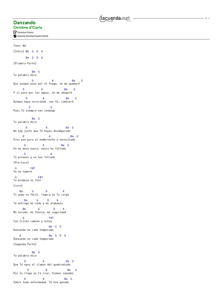 DANZANDO, Christine D'clario - Acordes | PDF