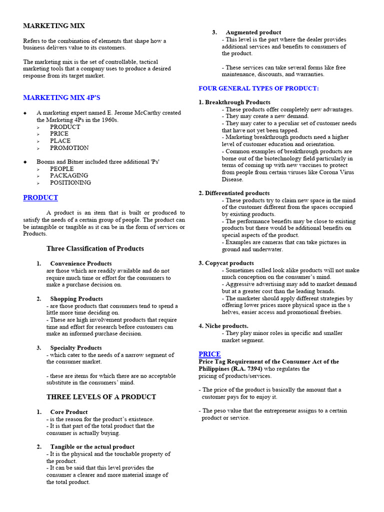 Marketing Mix | PDF