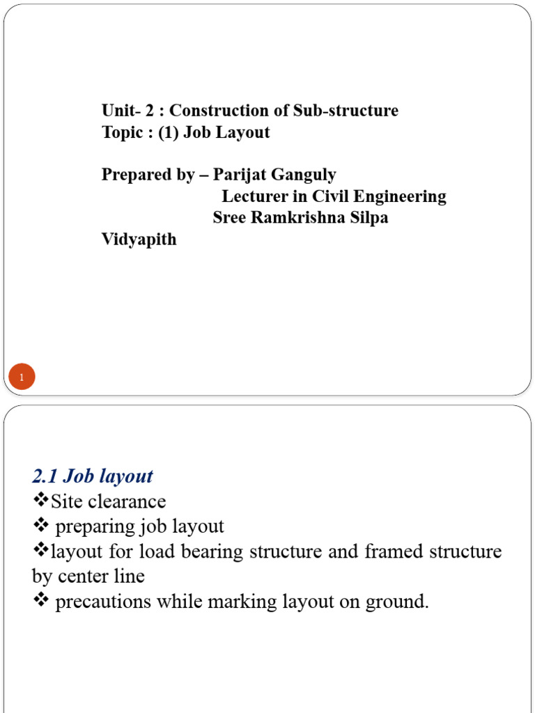 Unit - 2.1 Job Layout | PDF | Civil Engineering