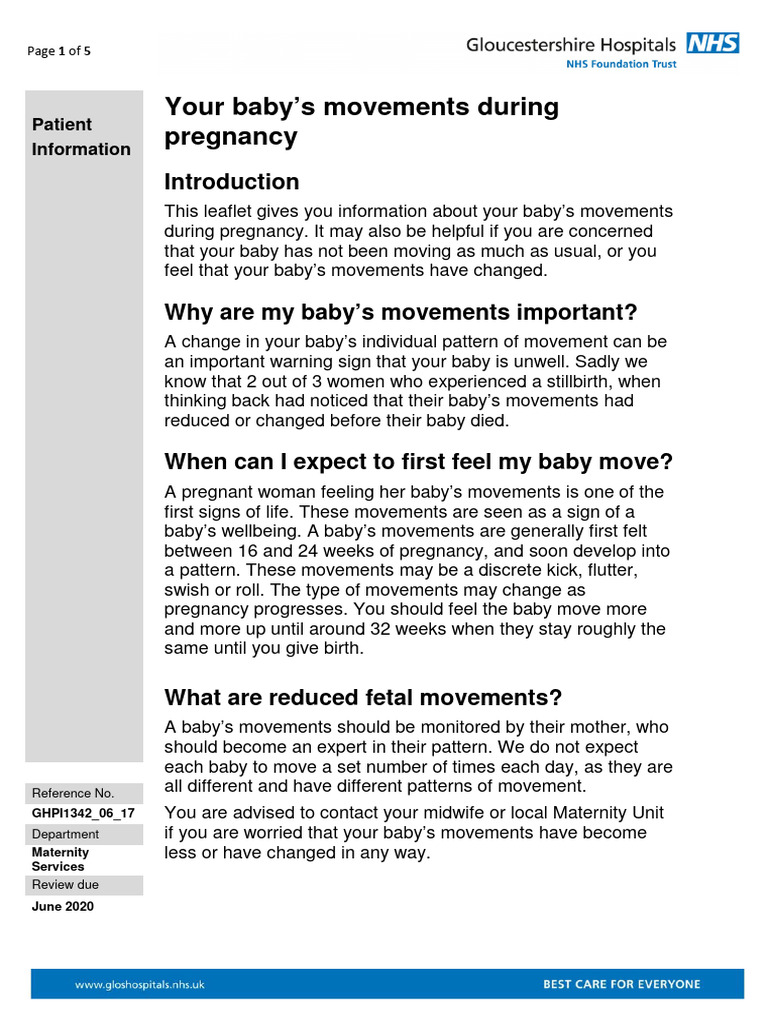 Pregnancy: Monitoring Baby's Movements | PDF | Pregnancy | Childbirth