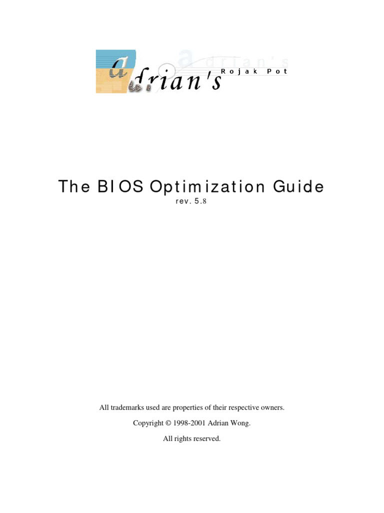 The BIOS Optimization Guide v5.8 | PDF | Bios | Random Access Memory