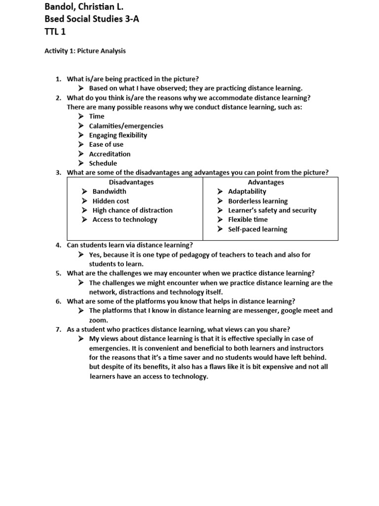 Activity 1 | PDF | Distance Education | Learning