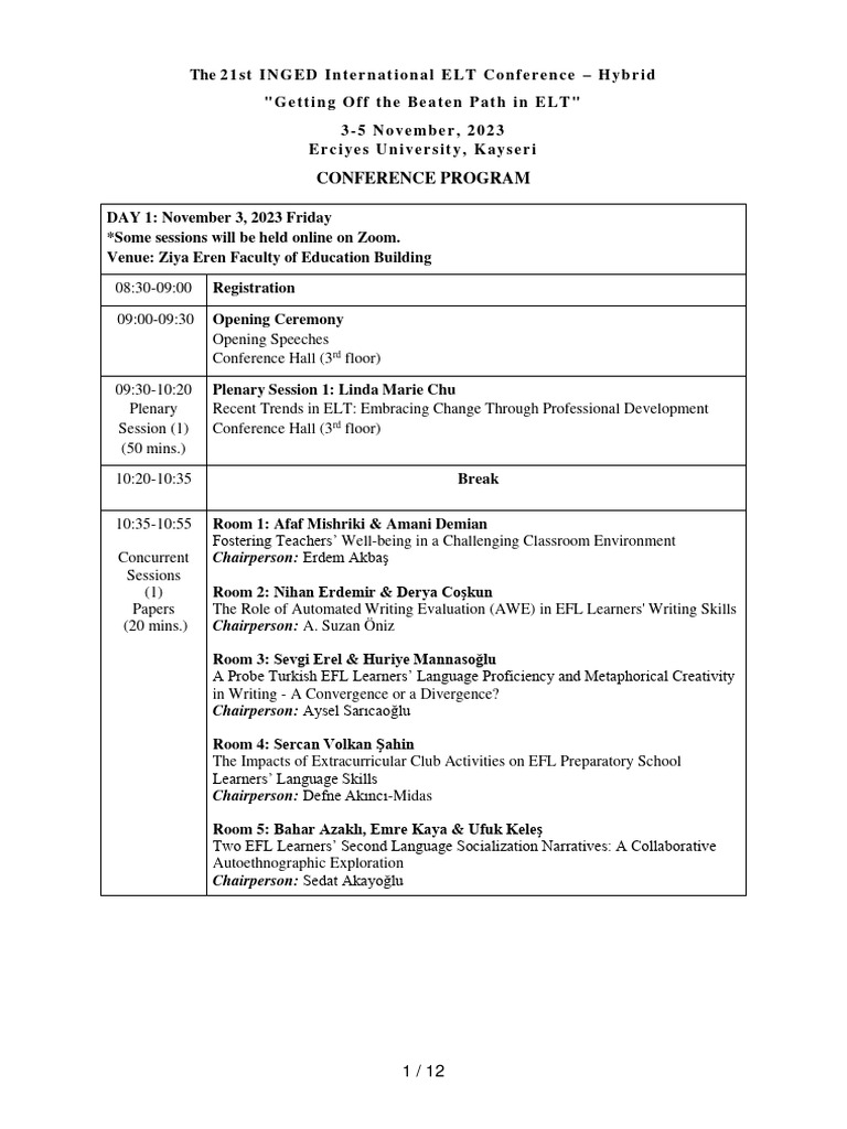 Conference Program | Download Free PDF | English As A Second Or Foreign ...