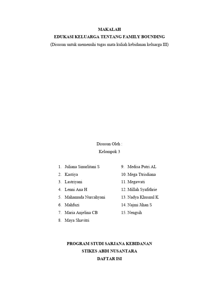 Edukasi Keluarga Tentang Family Bounding | PDF