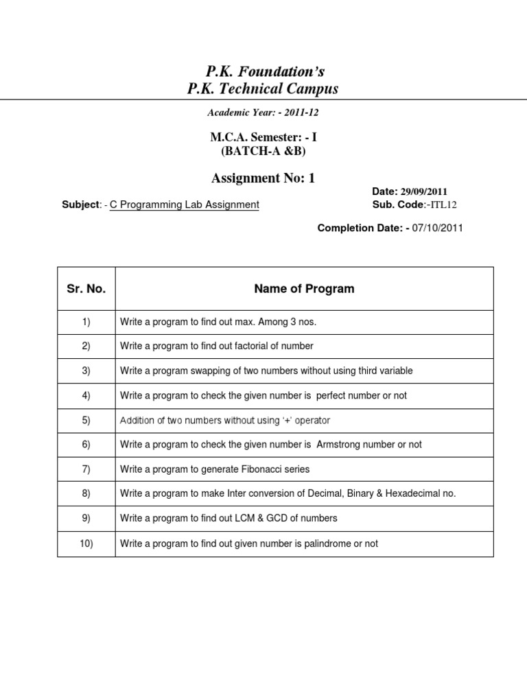 CP Assignments | PDF