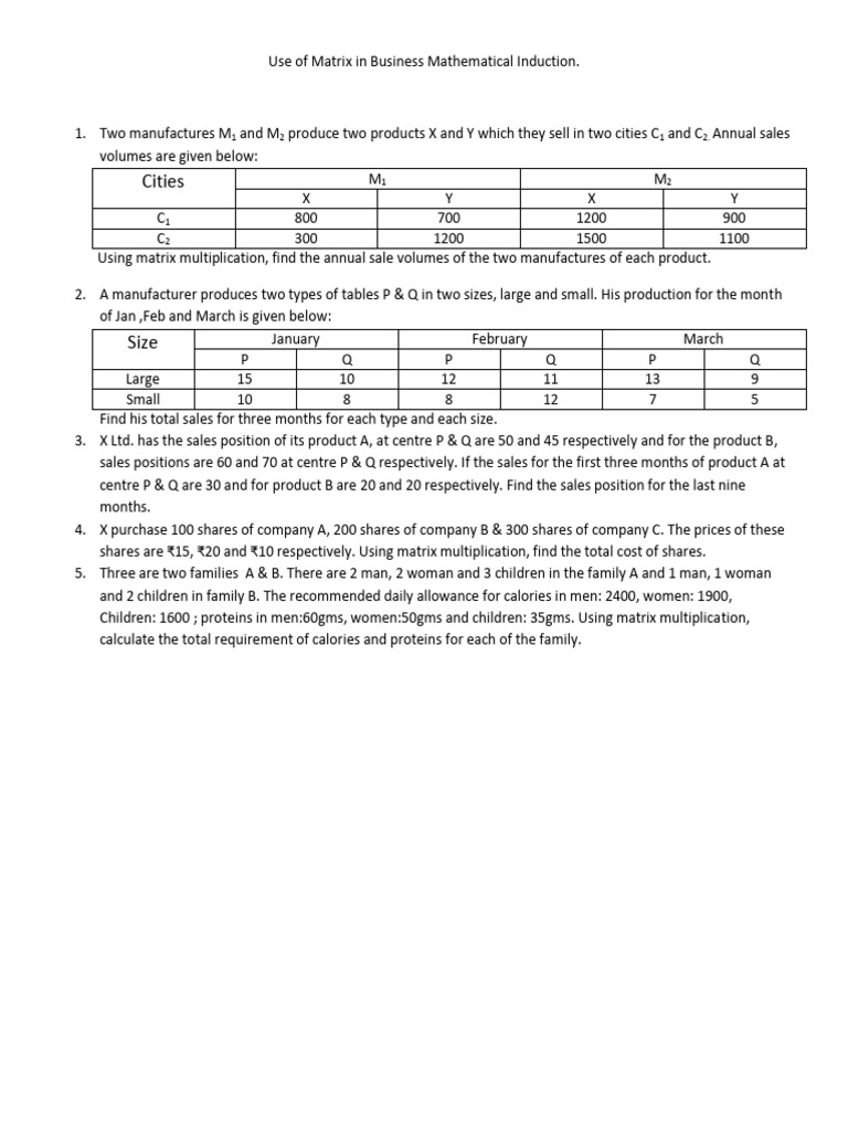 Use of Matrix in Business Mathematical Induction | PDF