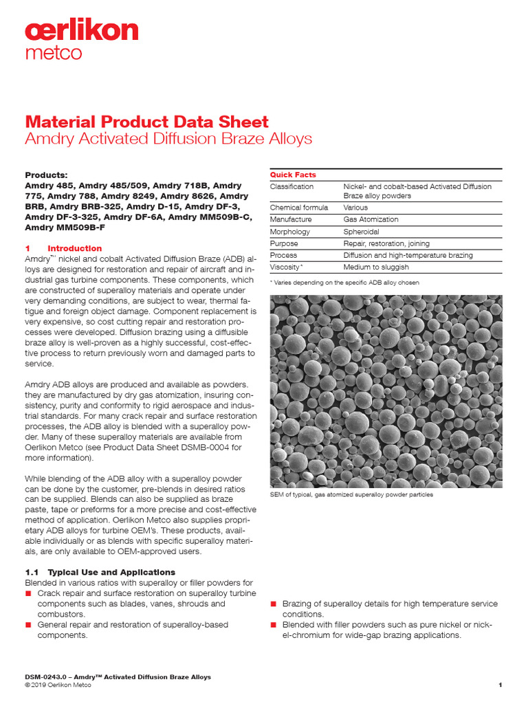 DSM-0243.0 Amdry ADB Alloys | PDF