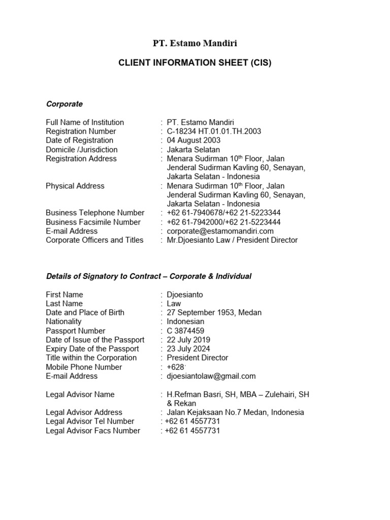 CIS ESTAMO - Bank Mandiri - Edited | PDF
