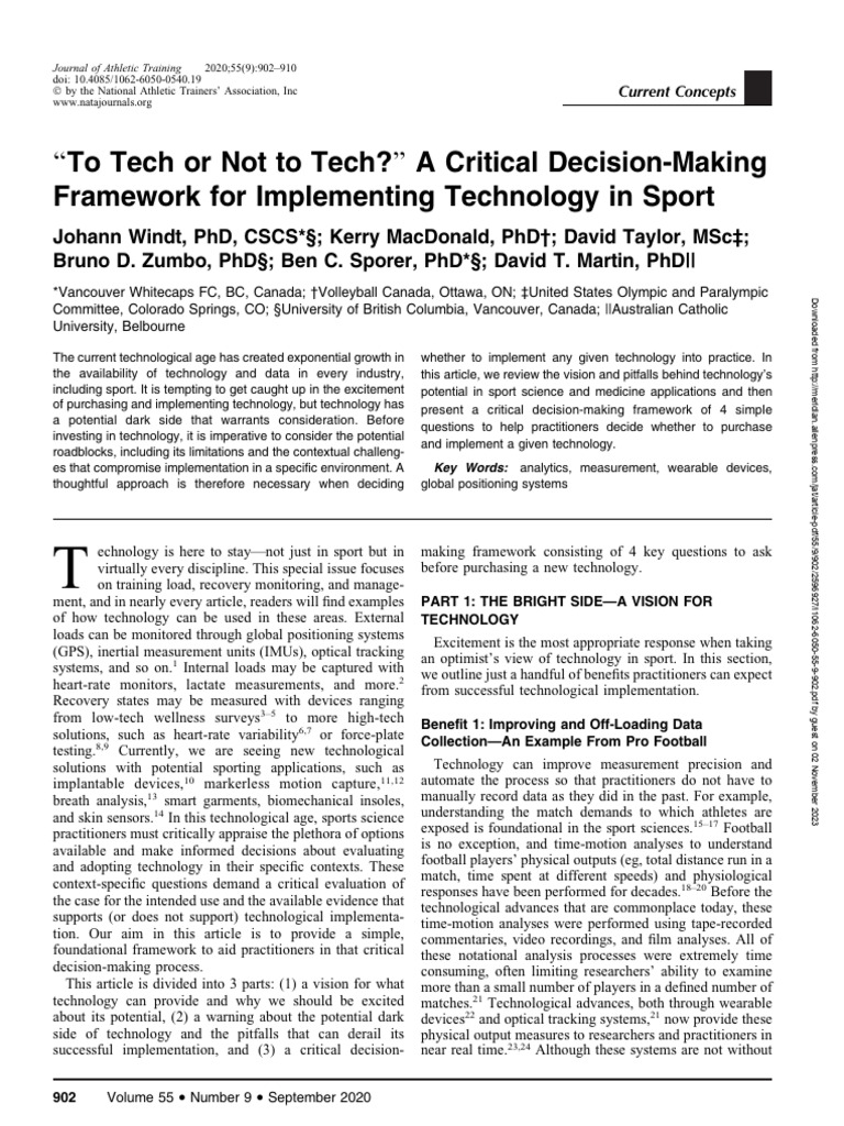 Tech Decision Framework in Sports | PDF | Data Analysis | Information
