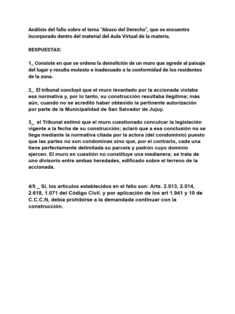 Analisis Del Fallo | PDF
