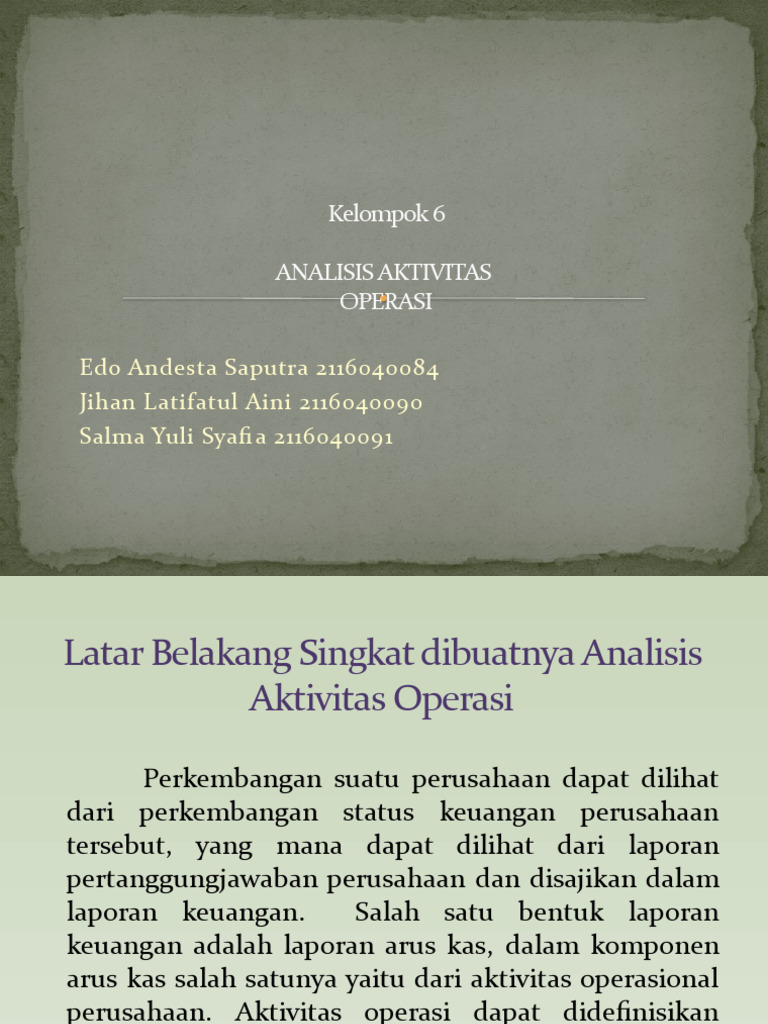 Analisis Aktivitas Operasi Kel 6 | PDF