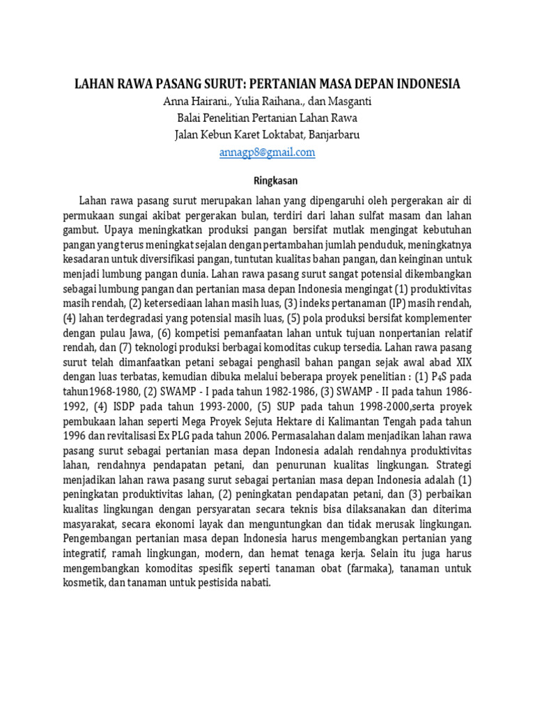 Lahan Rawa Pasang Surut | PDF