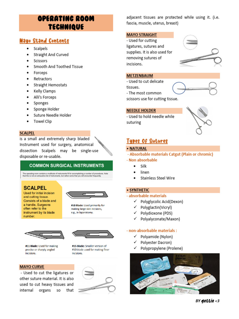 OPERATING ROOM TECHNIQUE | PDF | Surgical Suture | Medical Equipment