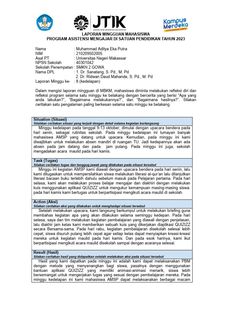 Muhammad Aditya Eka Putra (Minggu 8) | PDF | Karier & Perkembangan