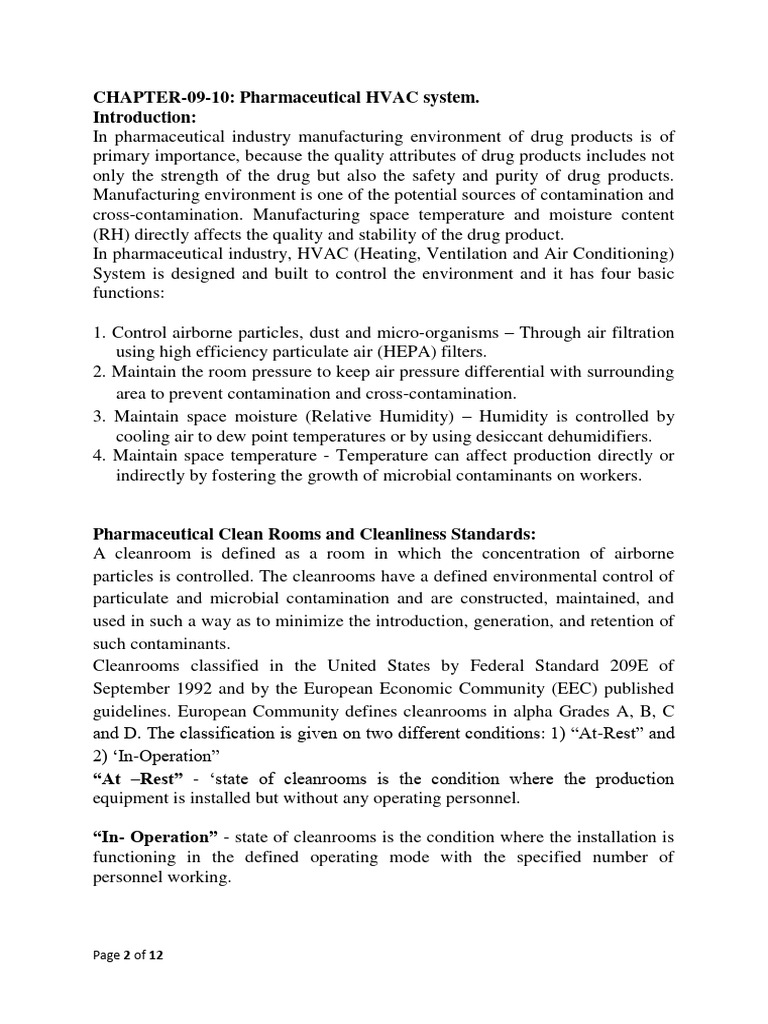 Pharmaceutical HVAC System Overview | PDF