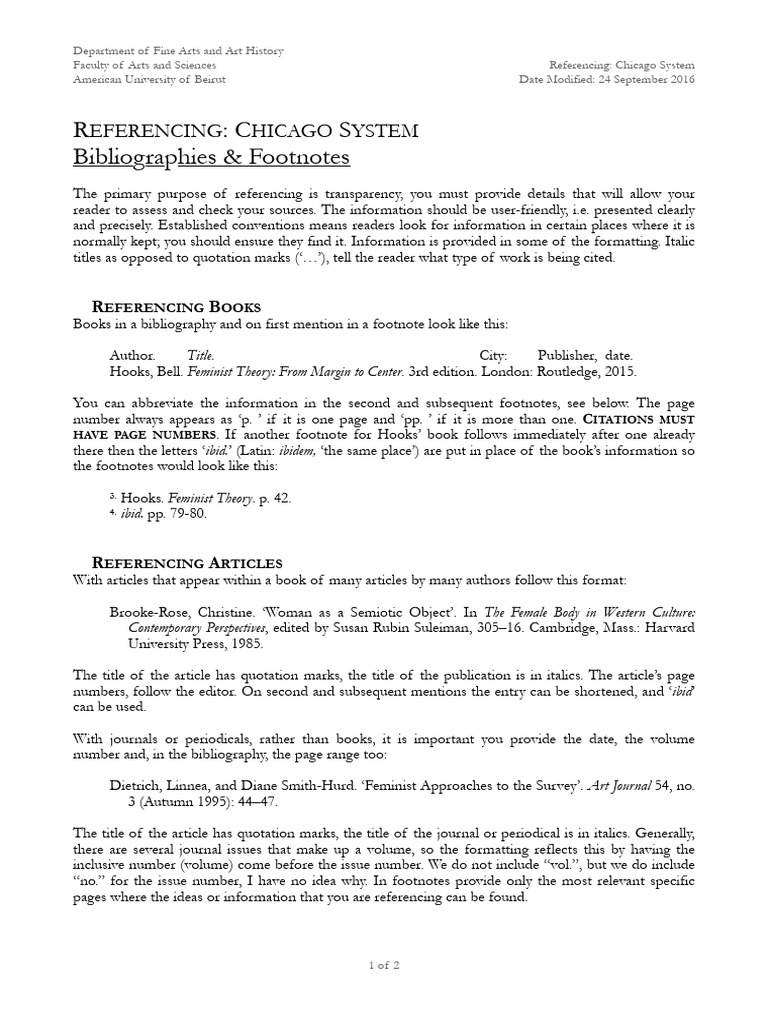 Referencing Chicago System | PDF