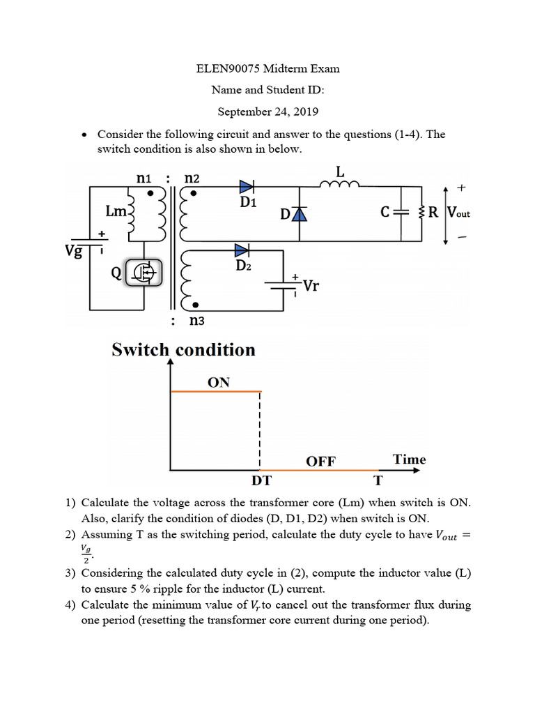 ELEN90075 Midterm Exam: Circuit Analysis | PDF | Science & Mathematics
