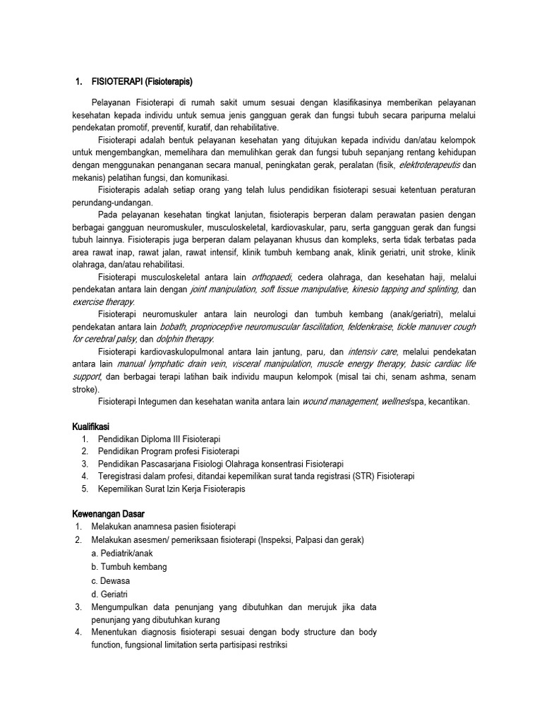 Layanan Fisioterapi di RS: Panduan Lengkap | PDF