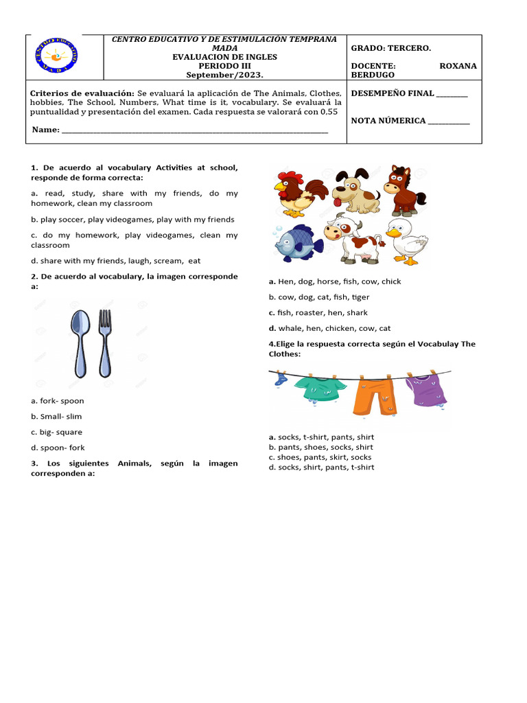 Ingles - Tercero | PDF