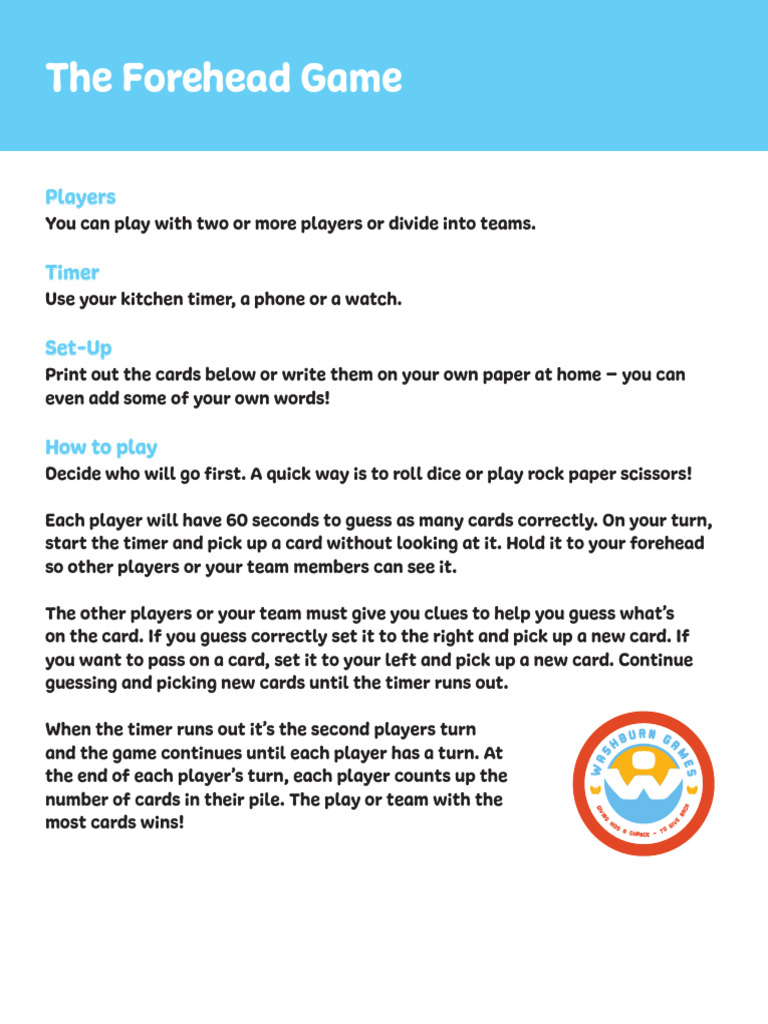 The Forehead Game | PDF