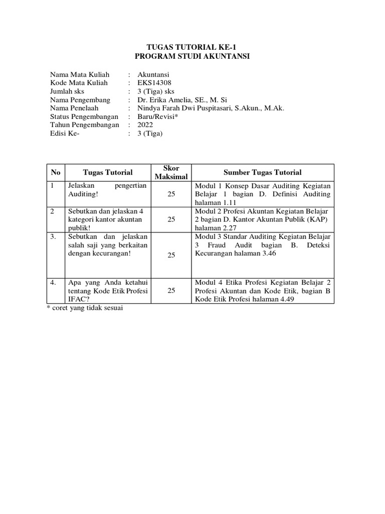 Tugas Tutorial Akuntansi: Auditing | PDF