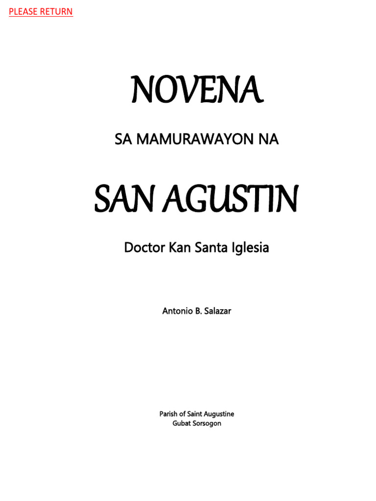 NOVENA San Agustin With Ama Namin | PDF | Augustine Of Hippo | Theology